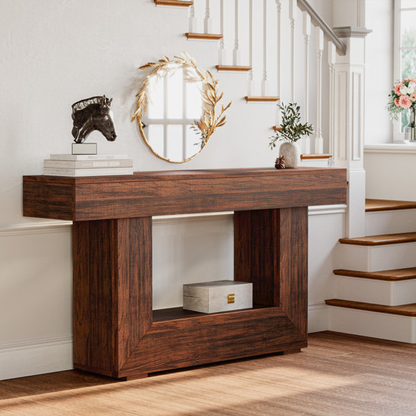 Millwood Pines Rustic Console Table With Storage, 55 Inch Farmhouse ...