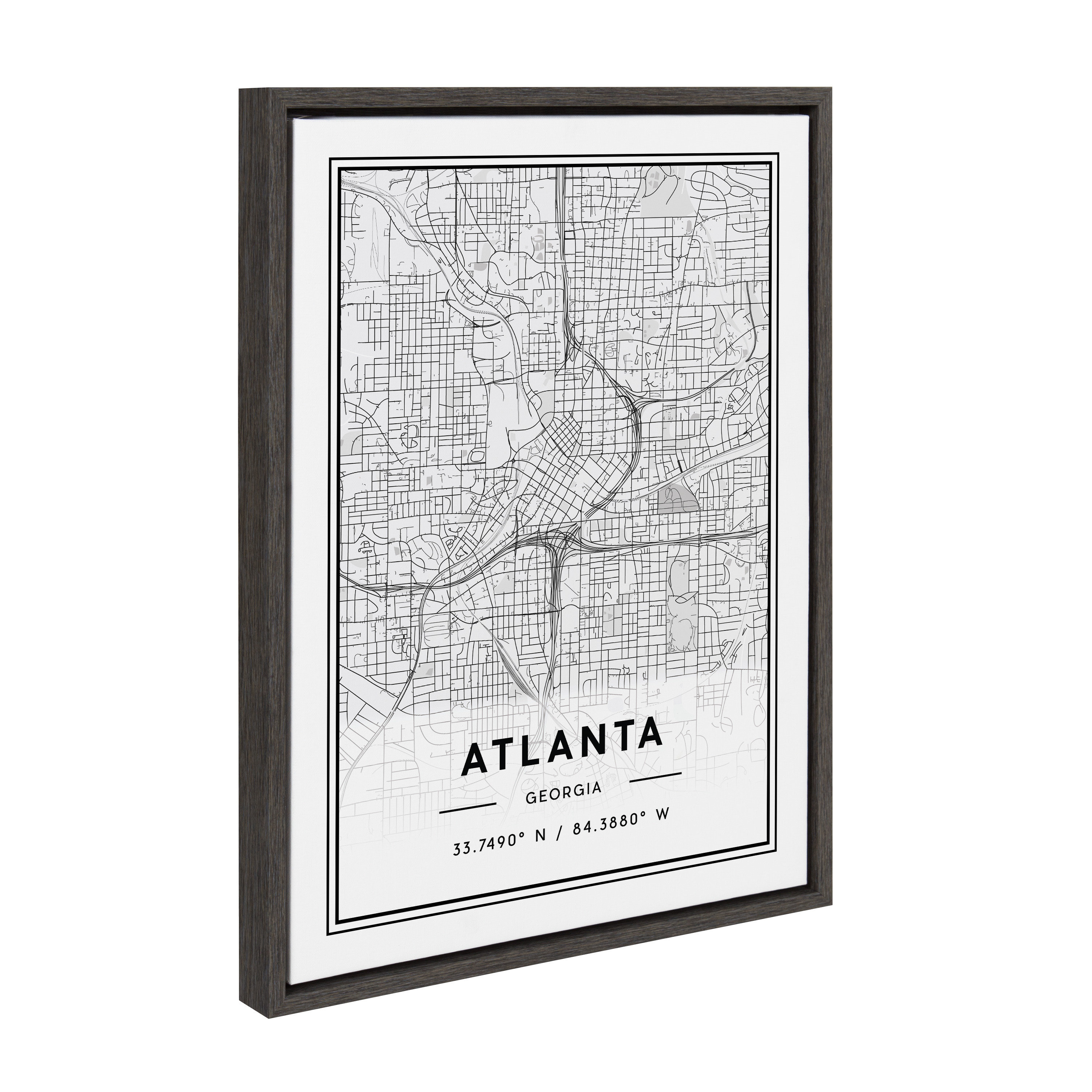Williston Forge Sylvie Atlanta Modern Map Framed Canvas By Jake Goossen ...