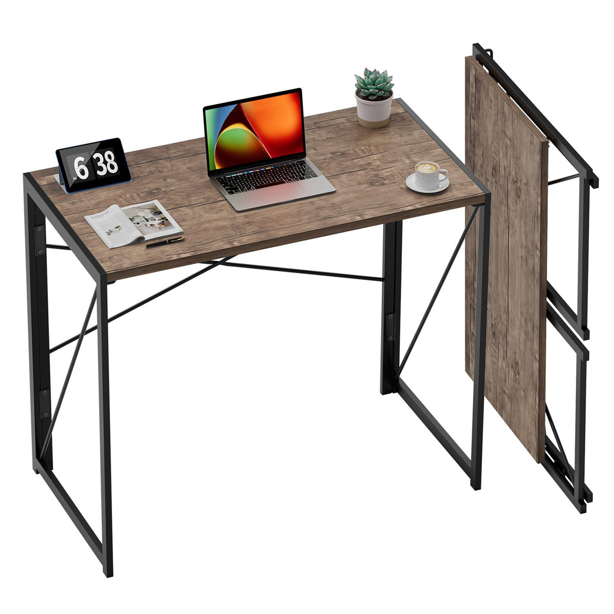 KIBNOF Small Folding Desk 31.5 inch Foldable Computer Desks, Spaces ...