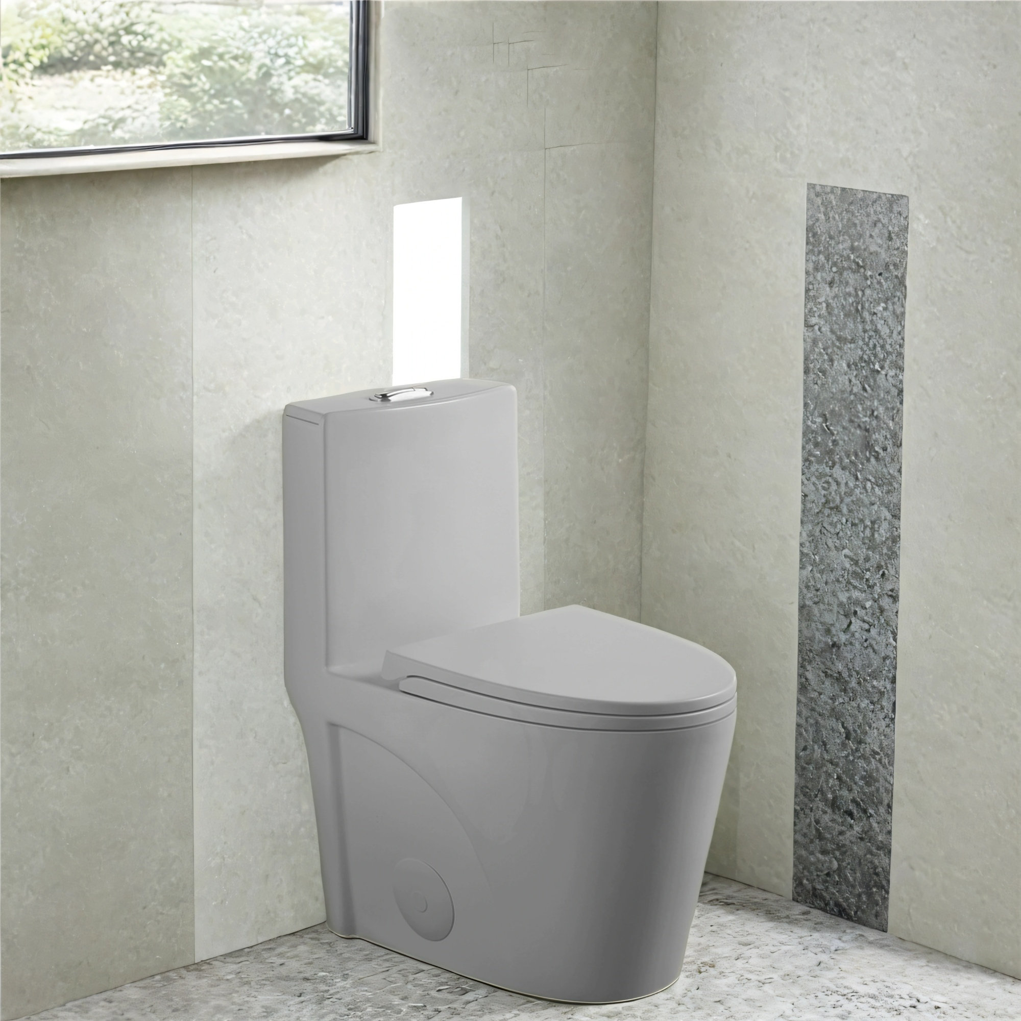 TONWIN Dual Flush One Piece Toilet Tank Top Push Button S-trap Light ...