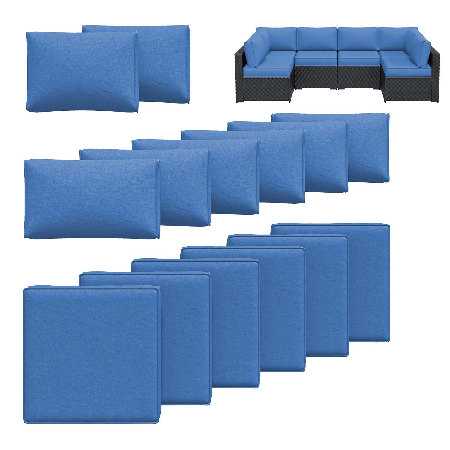 Latitude Run® 14-pcs Outdoor Patio Cushion Cover Set For 6-seat ...