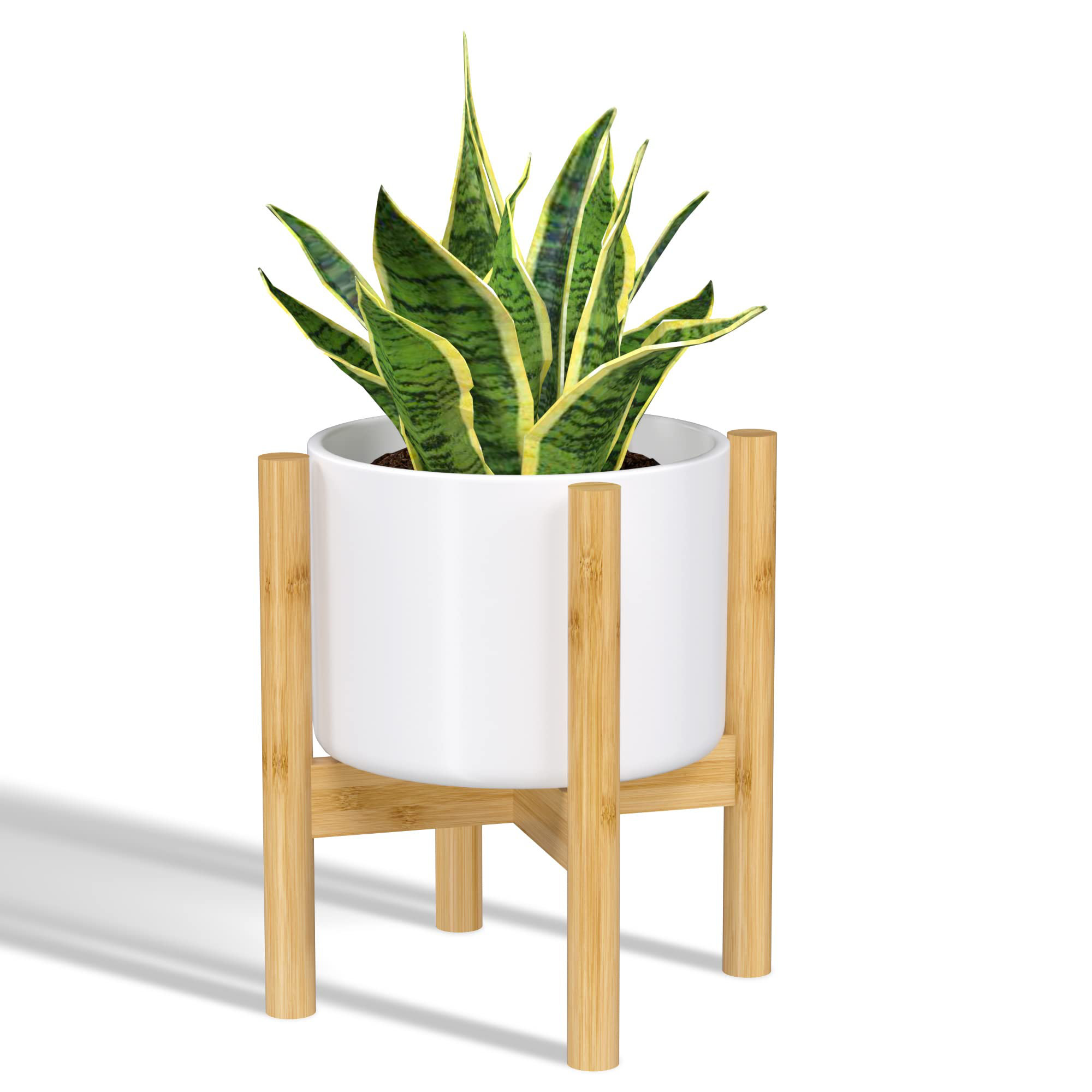 Bambloom Bamboo Plant Holder Mid Century Modern Plant Stands For Indoor ...