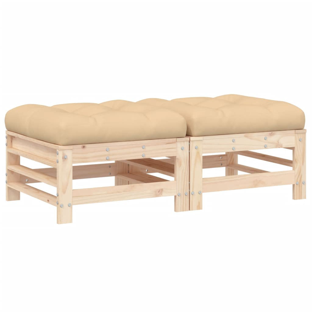 vidaXL Garden Footstool, Natural Wood Solid Pine Wood, Plywood | Wayfair