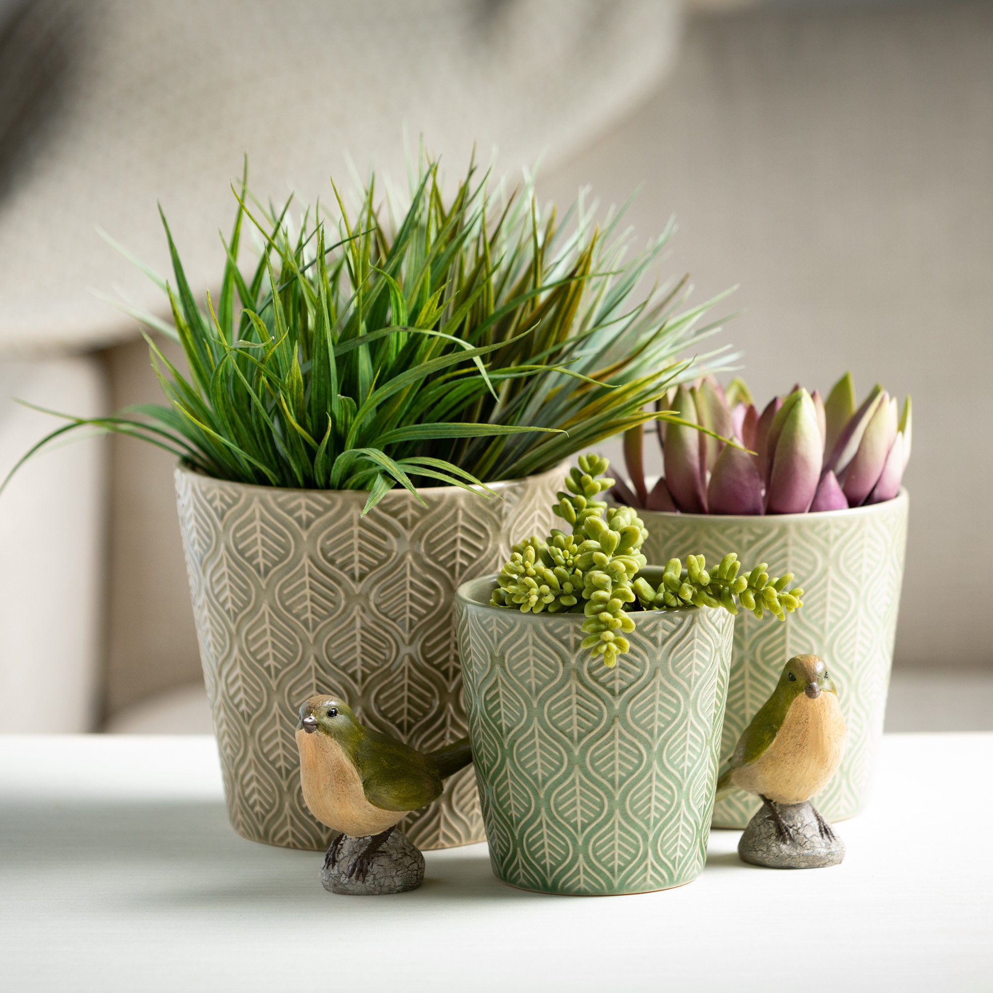 Wade Logan® Antonious 3-Piece Ceramic Pot Planter Set | Wayfair