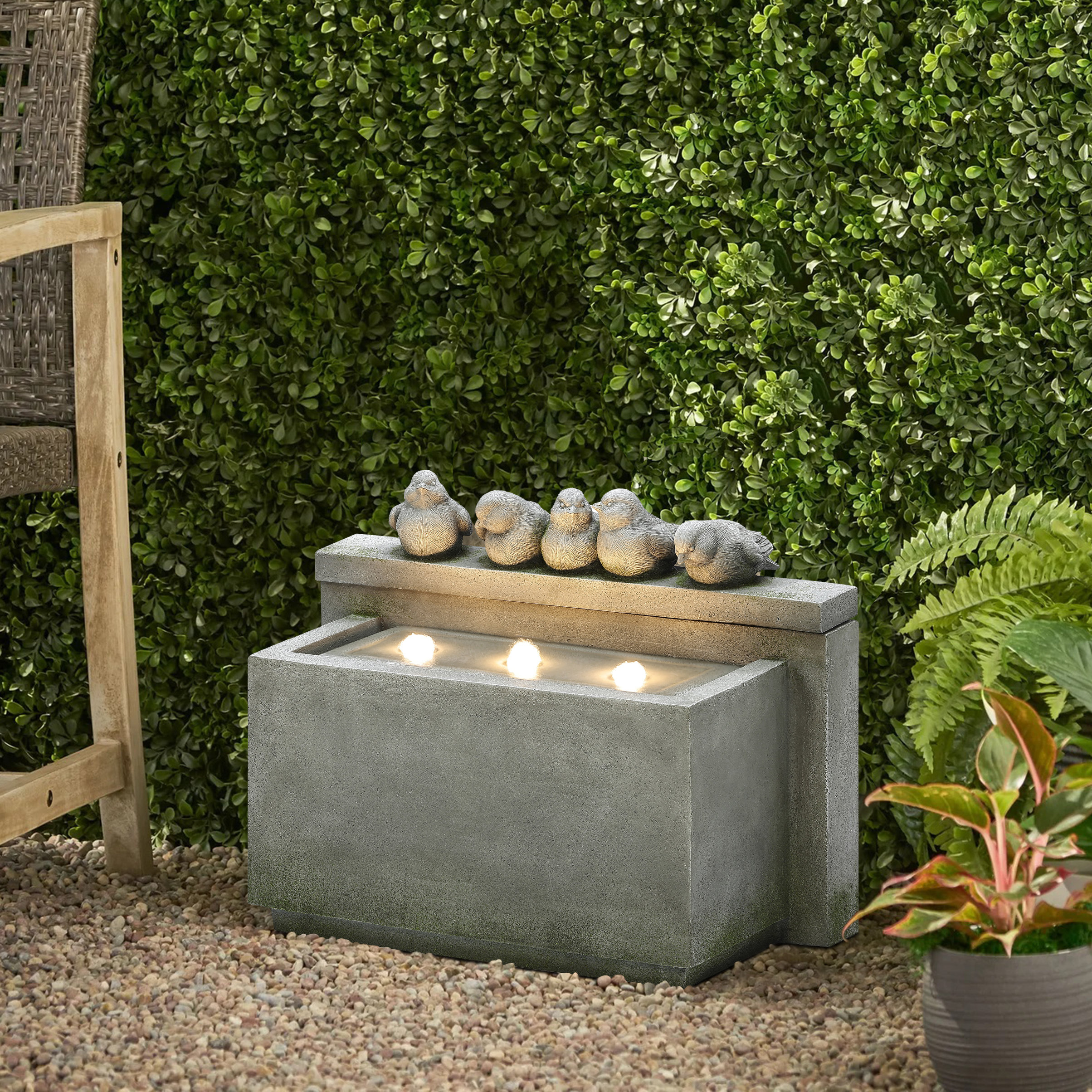 Trent Austin Design® Rahn Resin Rectangular and Birds Fountain with ...