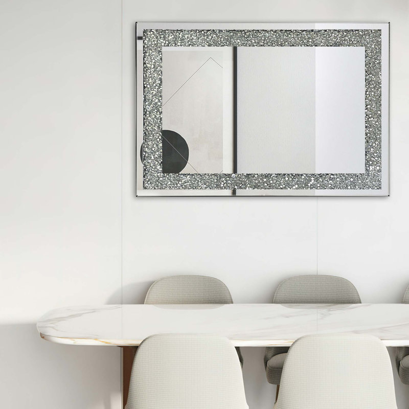 Mercer41 Large Wall-Mounted Silver Decorative Rectangular Wall Mirror ...