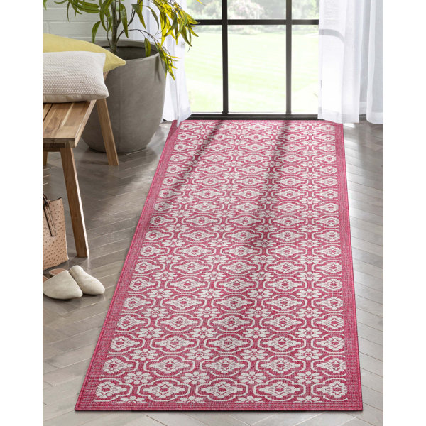 Bungalow RoseManola Tribal Indoor/Outdoor Fuschia Flat-Weave Rug ...