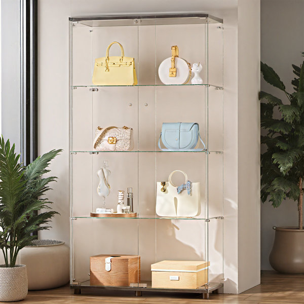 Wrought Studio™ Modern 4-Tier Glass Display Stand – 64" Curio Cabinet ...