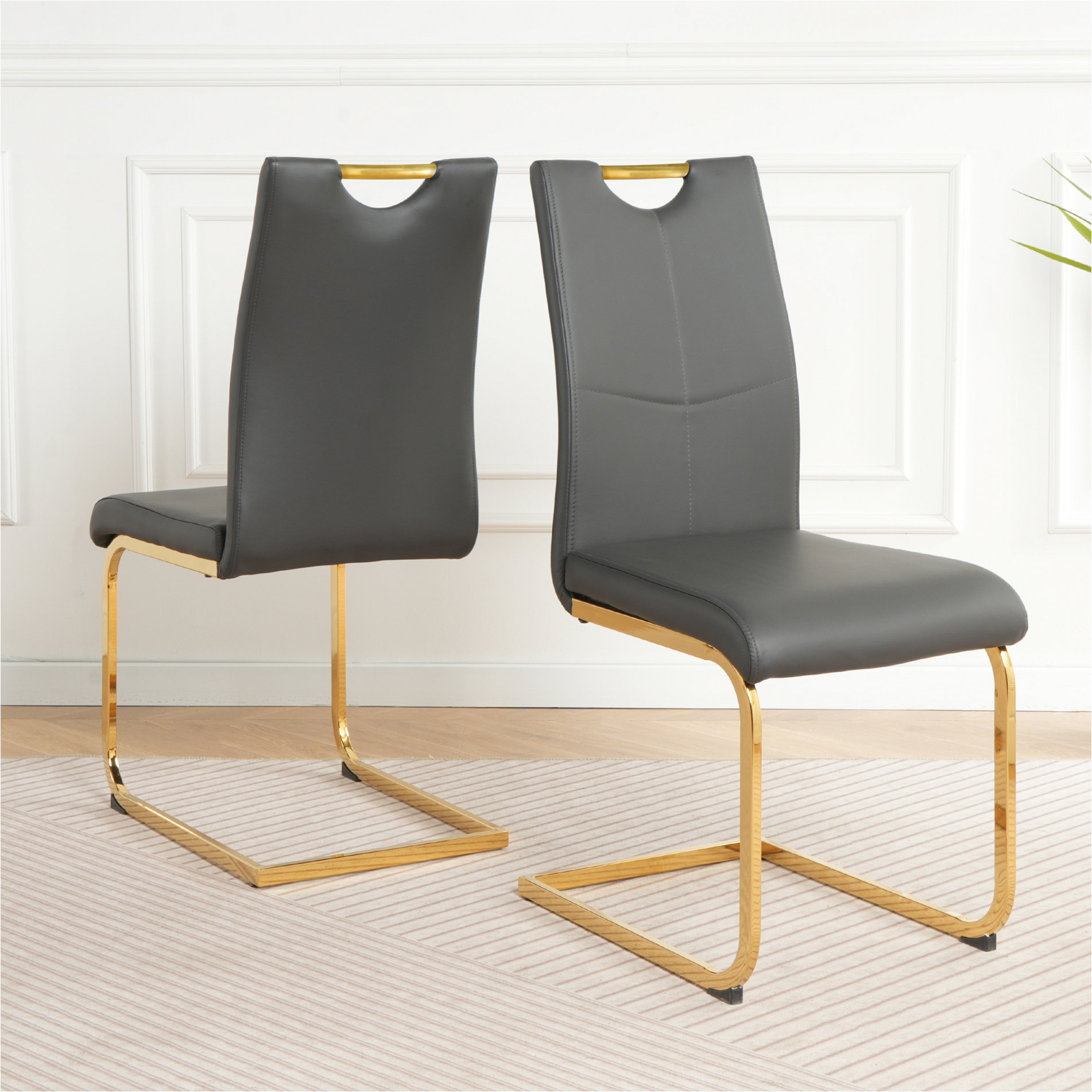 Everly Quinn Modern PU Dining Chair Living Room Chair Upholstered Chair ...
