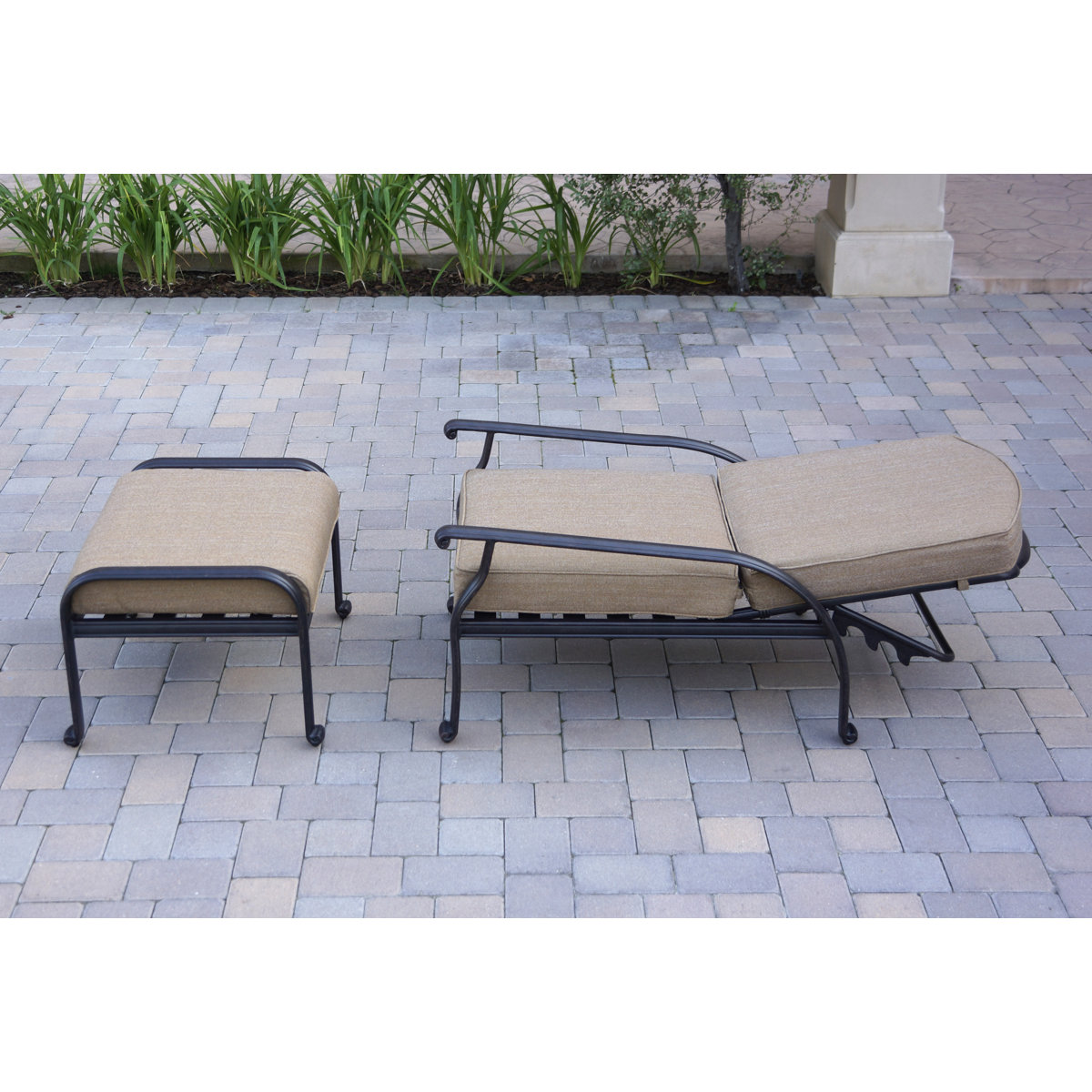 Three Posts™ Lebanon Recliner Patio Chair with Cushions and Ottoman ...