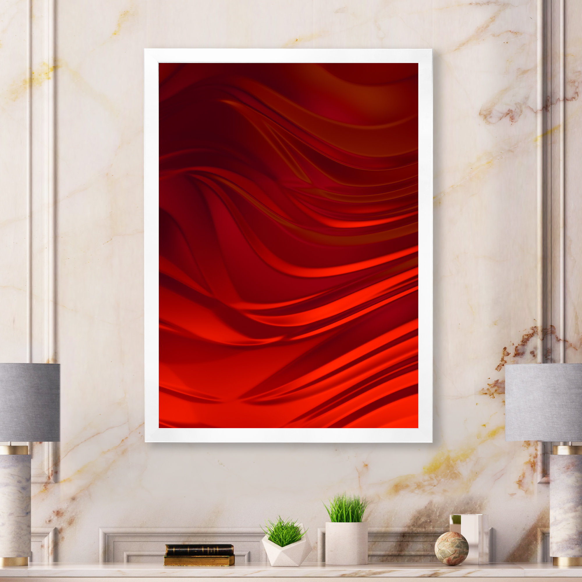 Wrought Studio Abstract Red Wave Liquid Art II " Abstract Red Wave ...