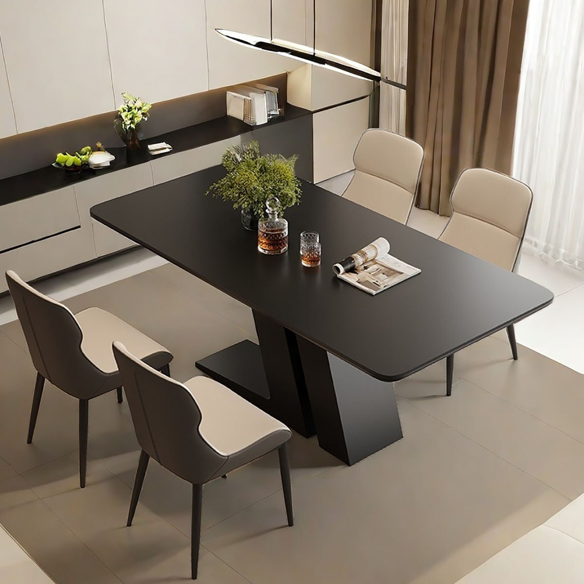 Corrigan Studio® Quintarius Modern Italian Black Stone Dining Table ...