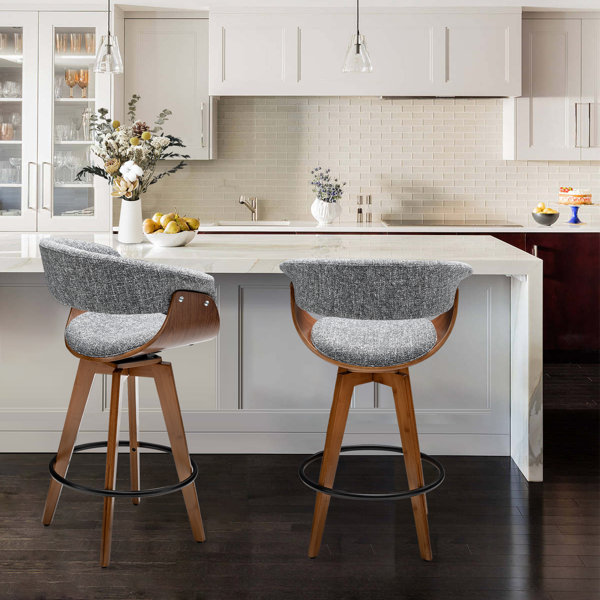 George Oliver Joeanne Swivel 26'' Linen Counter Stool & Reviews | Wayfair