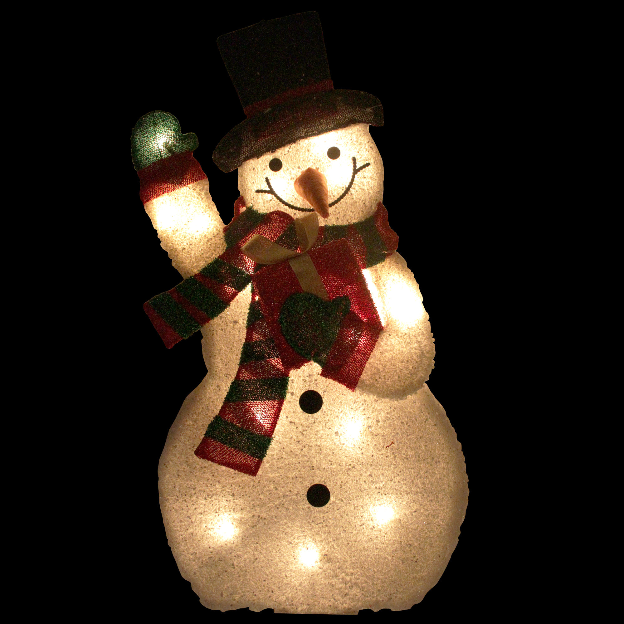 Northlight Seasonal 32" Lighted White and Red Waving Snowman Outdoor ...