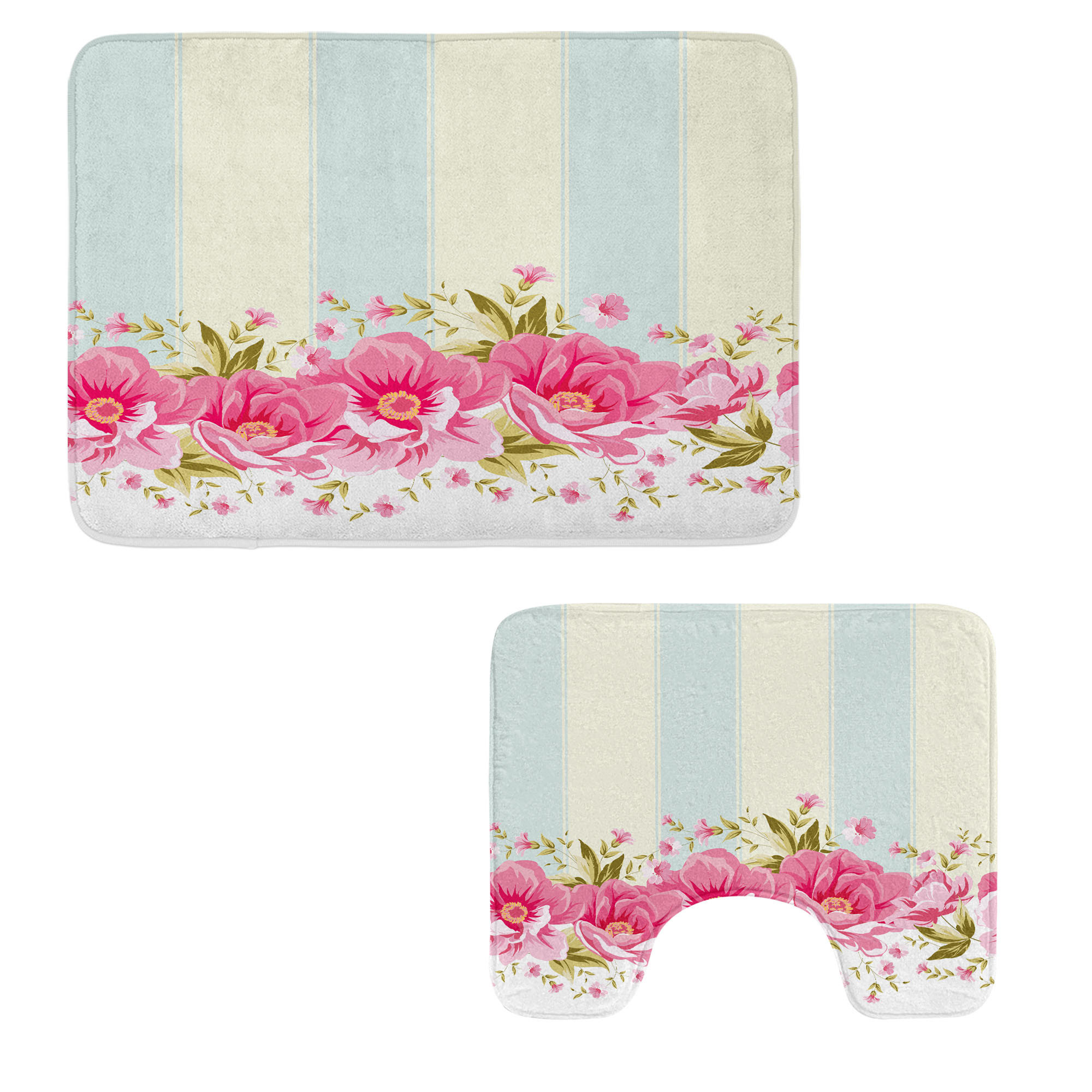 East Urban Home Vintage Bathroom Rug Set 2 Pieces Rectangle & Contour ...