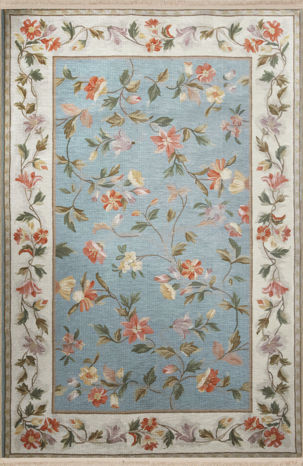 Bloomsbury Market Beige-Blue Themed Multi-Colored Floral Rose and Vine ...