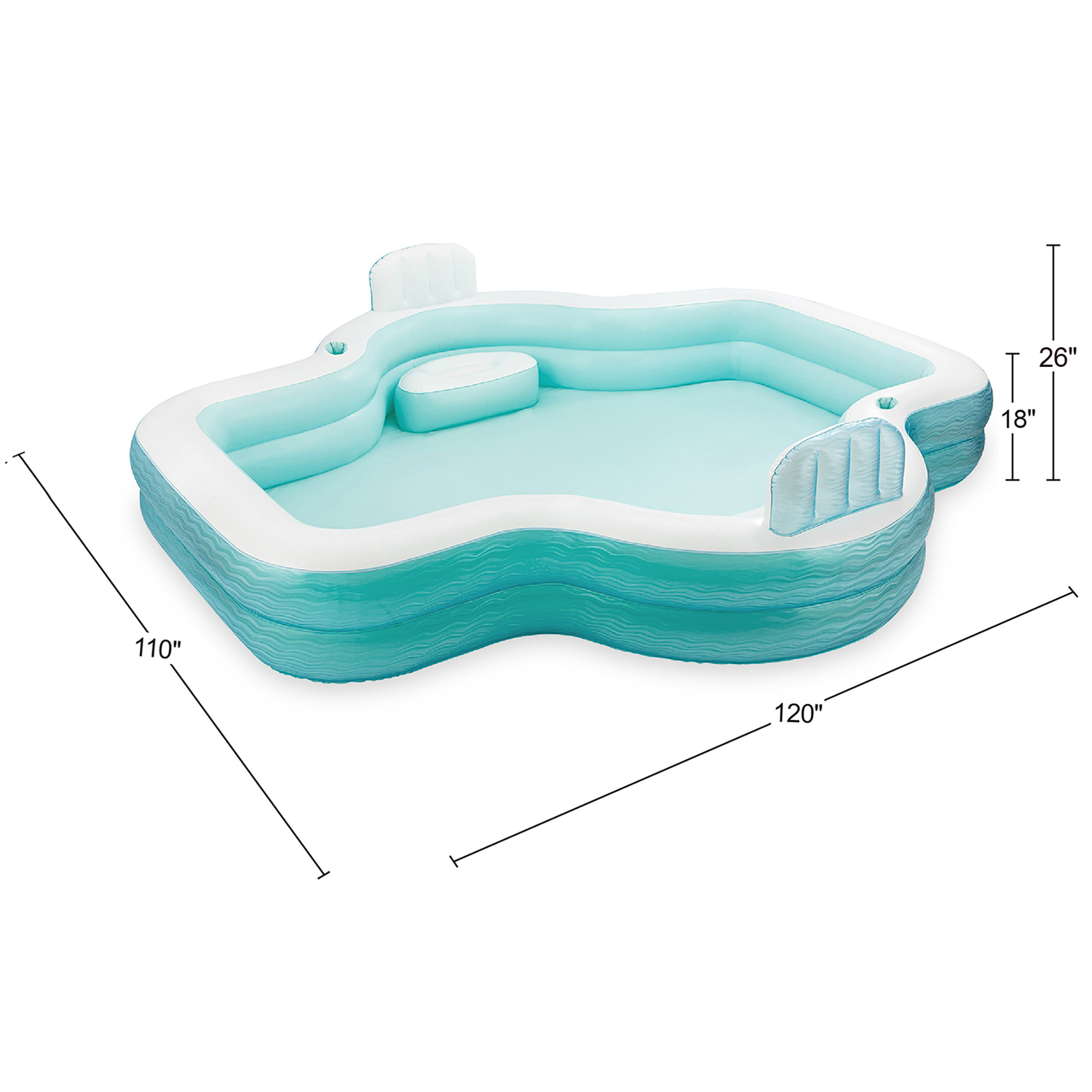 Funsicle: Shimmer Party Pool - 10ft Inflatable Lounge Pool, Teal ...