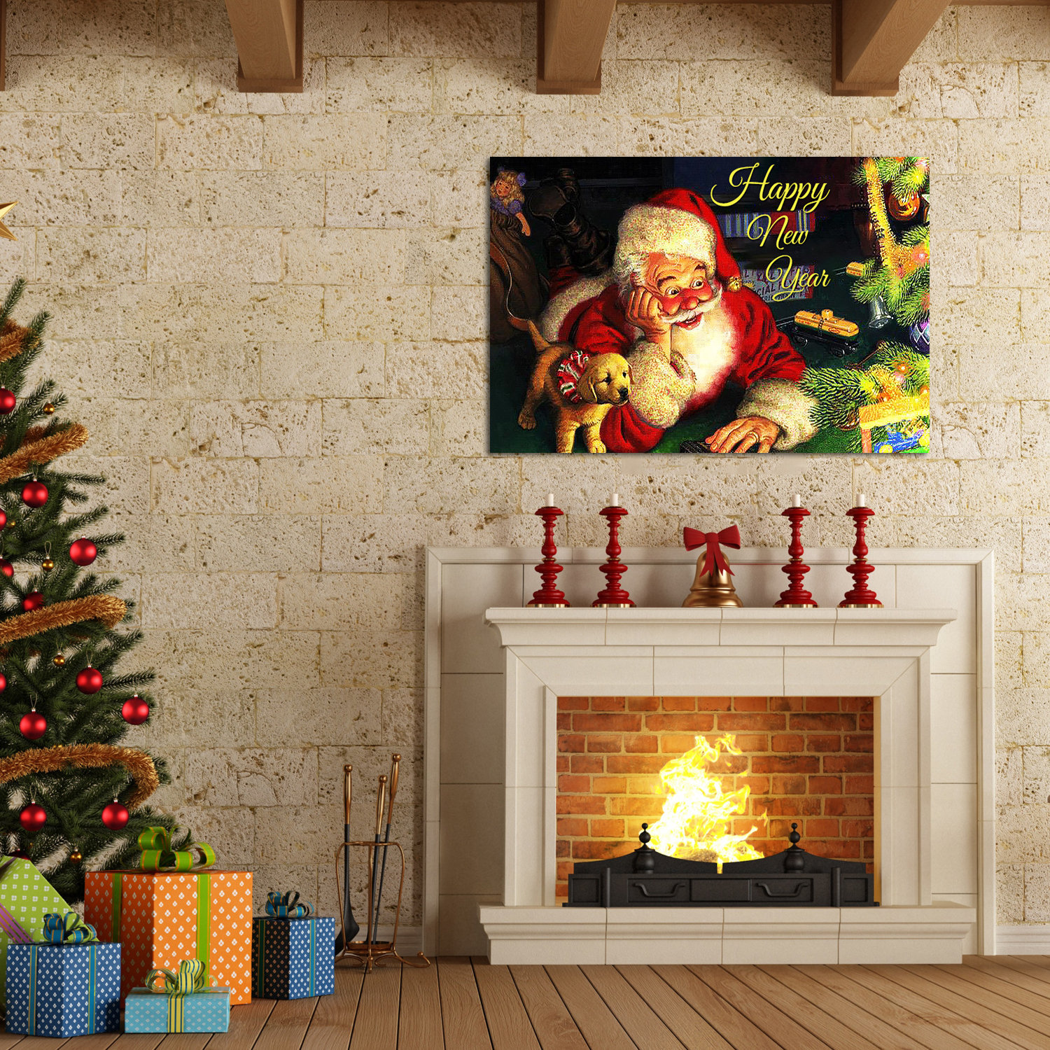 The Holiday Aisle® Happy New Year Santa Framed On Canvas Print | Wayfair