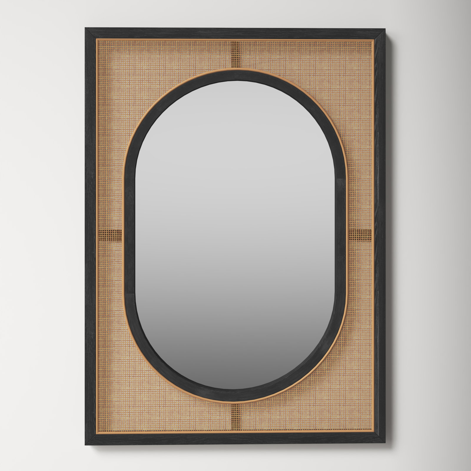 AllModern Nela Wood And Rattan Flat Wall Mirror | Wayfair