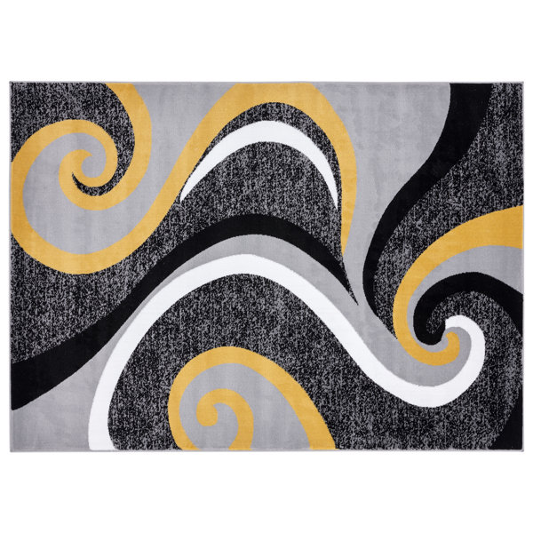 Ebern Designs Laurence Abstract Yellow/Black/Gray Area Rug & Reviews ...