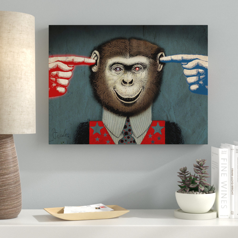 Ebern Designs 'Monkey Fool' Graphic Art Print on Wrapped Canvas | Wayfair