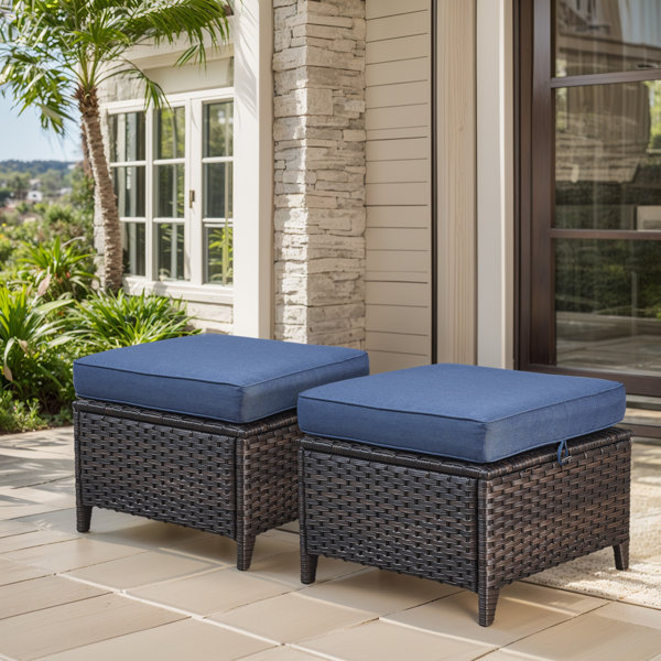 Wade Logan® Bulou Upholstered Outdoor Ottoman & Reviews | Wayfair