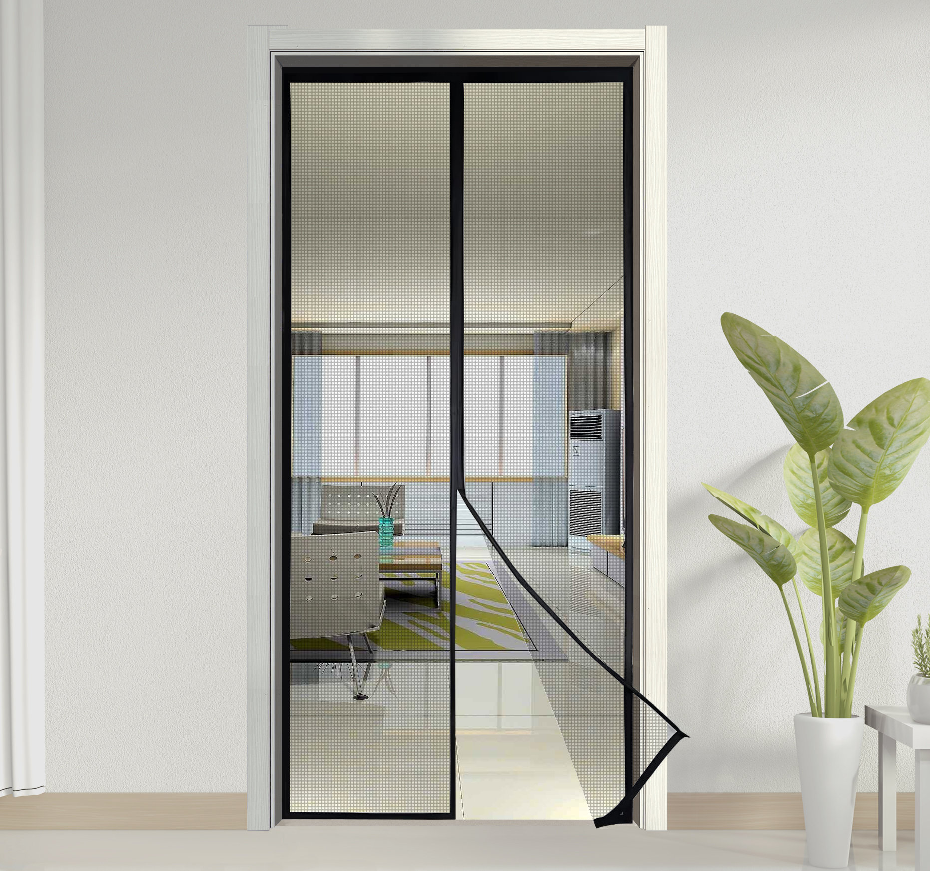 HGmart Velcro Fibreglass Door Curtain Two-Piece Double Door Suitable ...