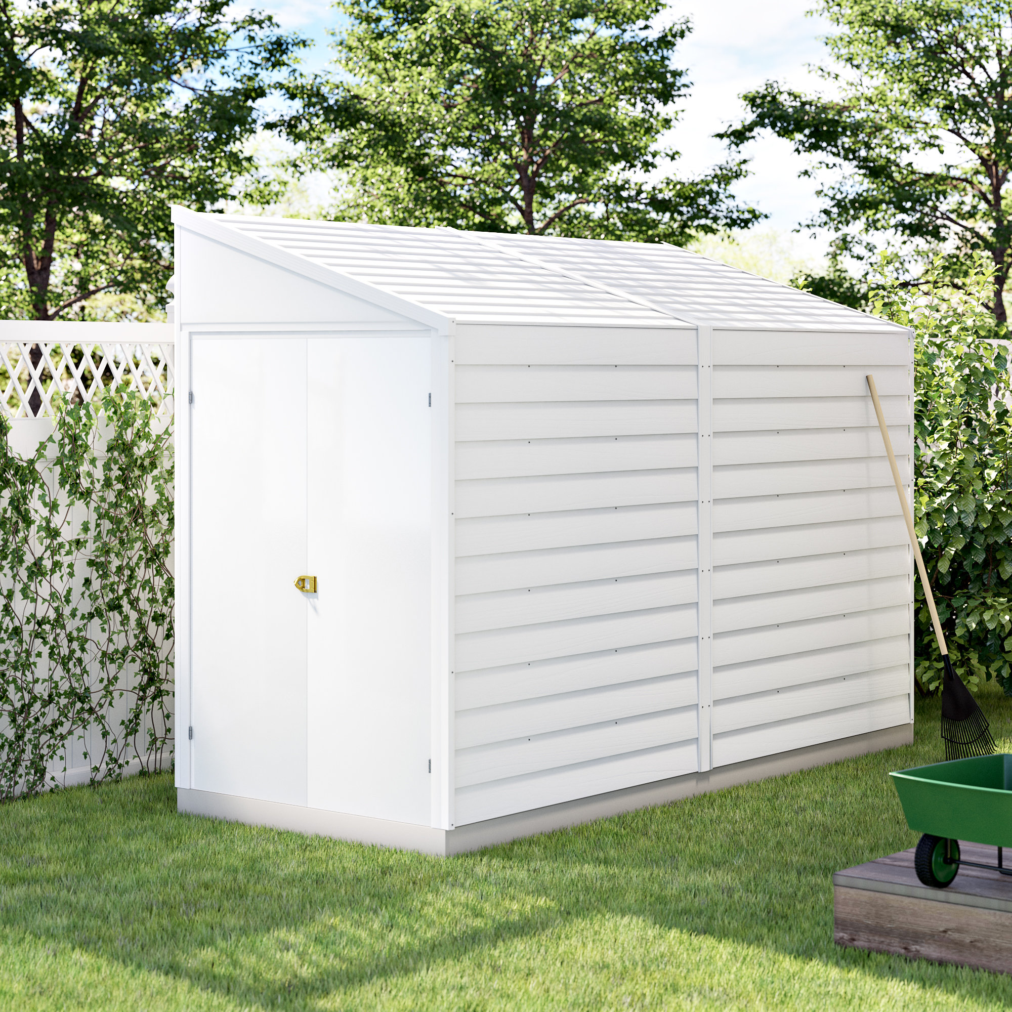 Arrow Yardsaver® 4 x 10 ft Steel Storage Shed Pent Roof Eggshell ...