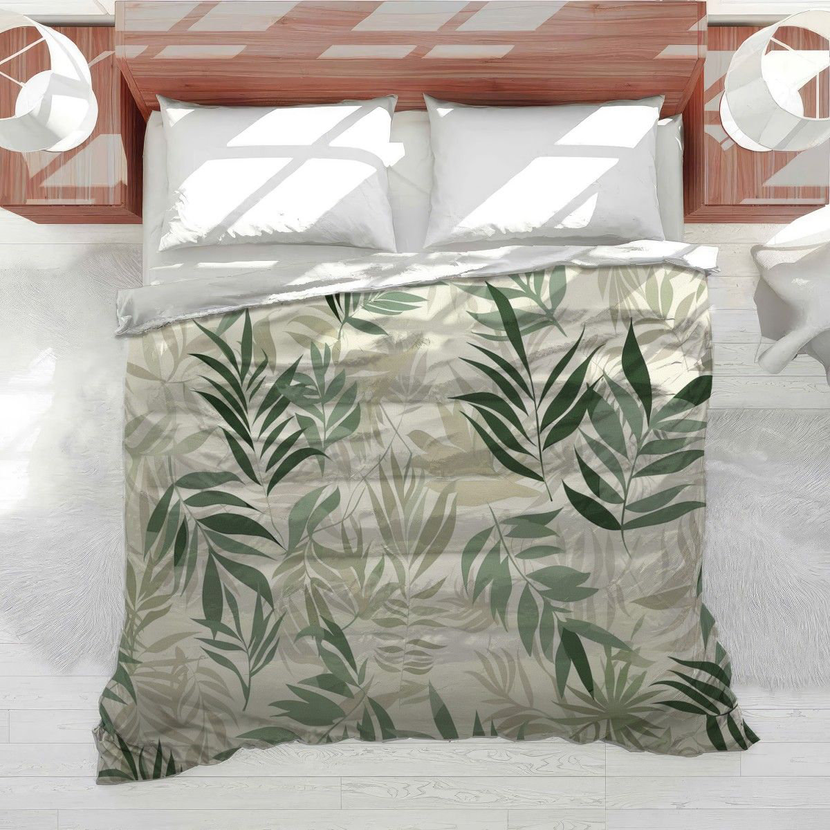 VisionDecor Botanical Bedding Cool Motif Comforter Monochrome | Wayfair