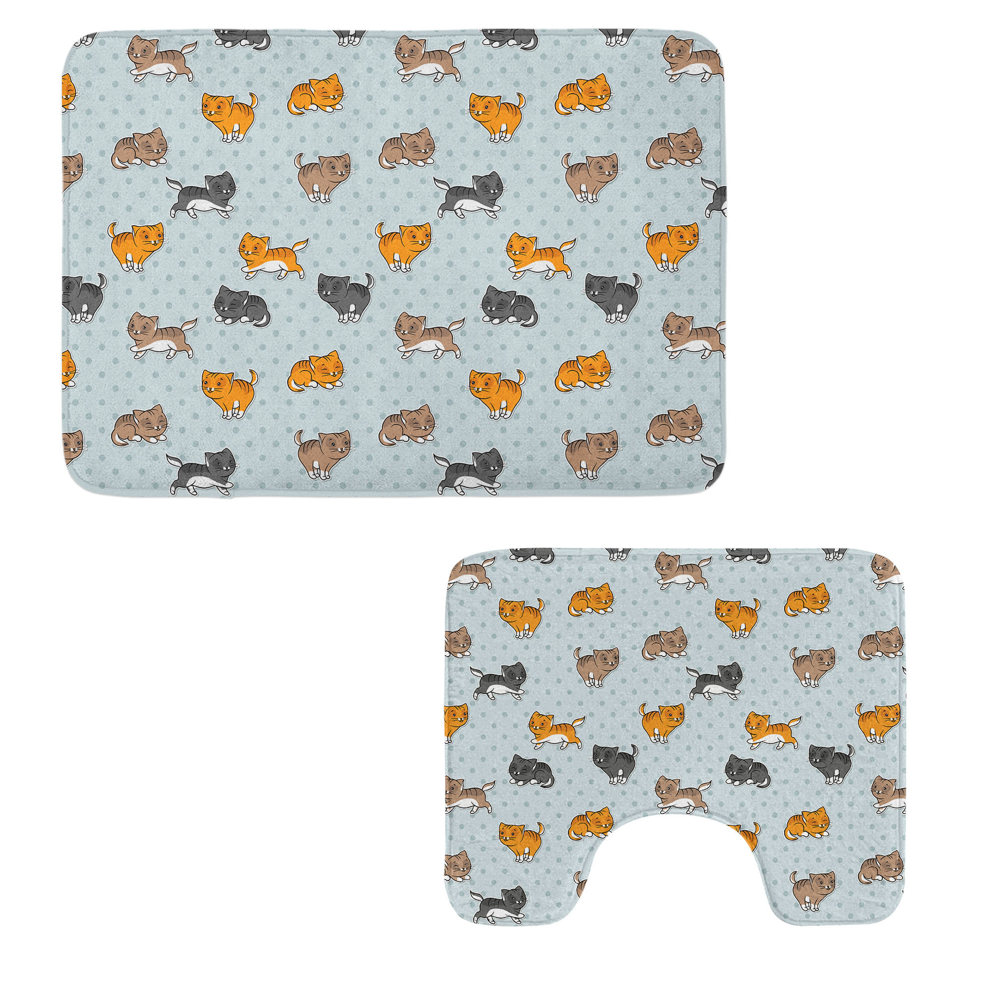 East Urban Home Cat Bathroom Rug Set 2 Pieces Rectangle & Contour Mats ...