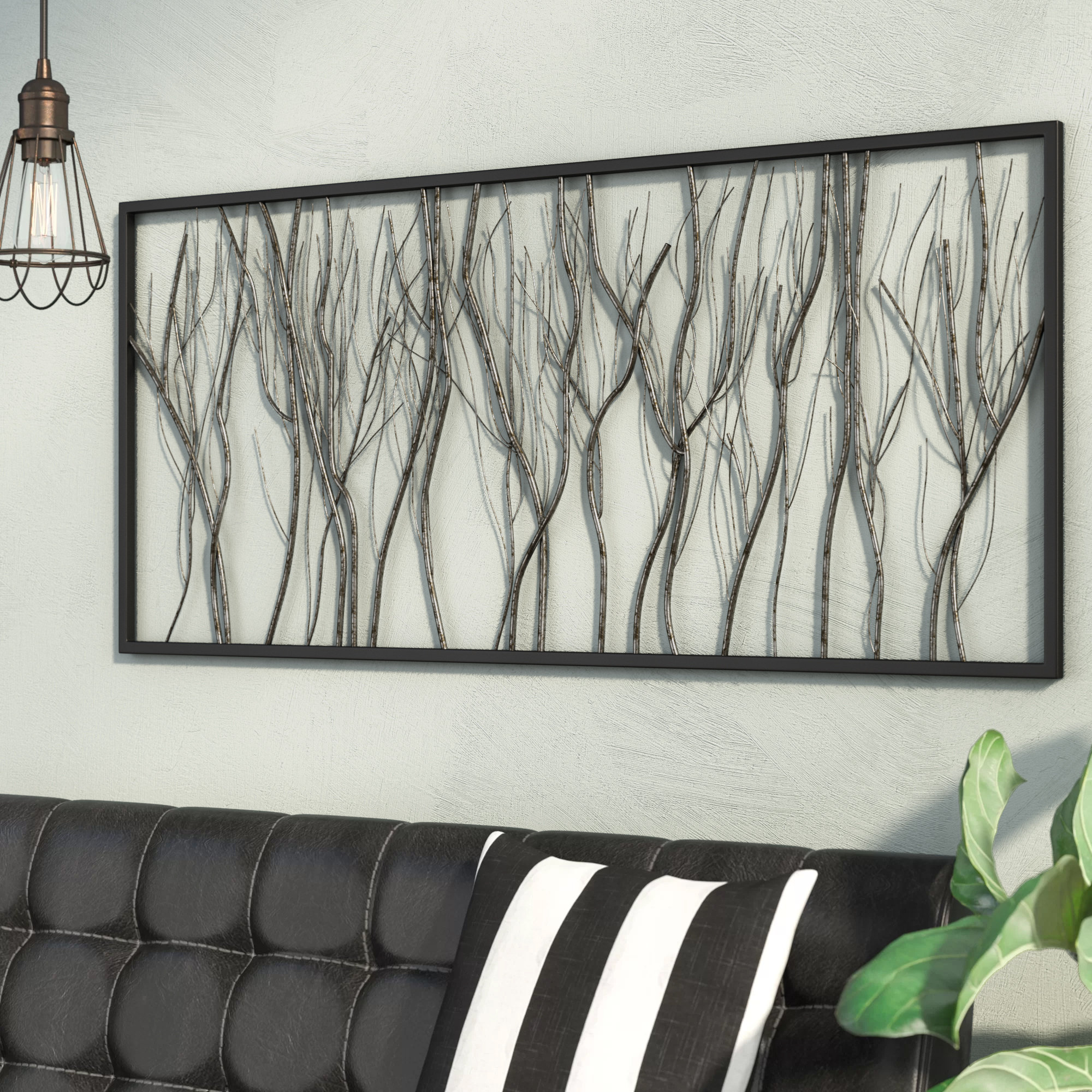 17 Stories Metal Distressed Dimensional Branch Tree Home Wall Decor ...