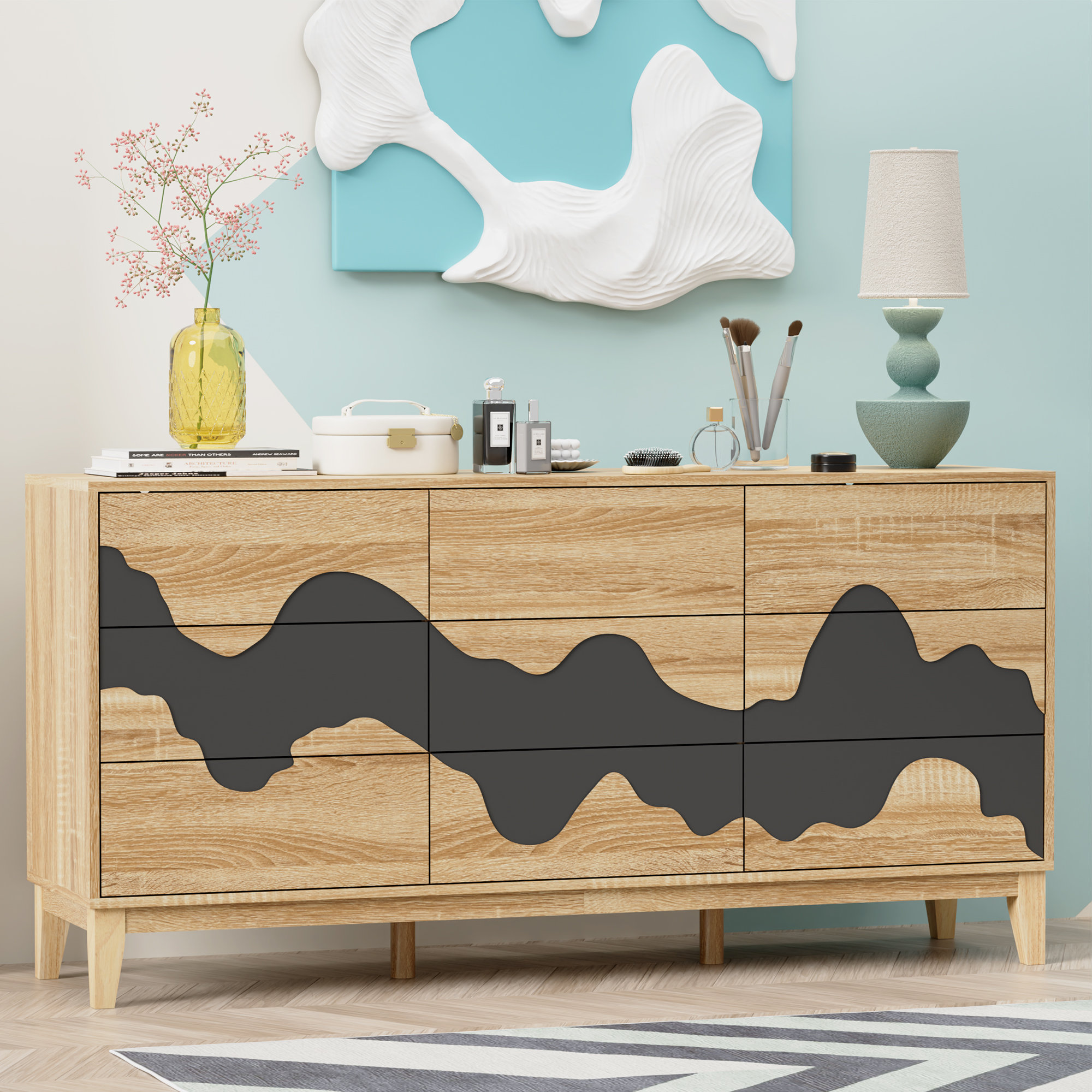 George Oliver 9 Drawer 63" W Flowing Water Pattern Dresser & Reviews ...