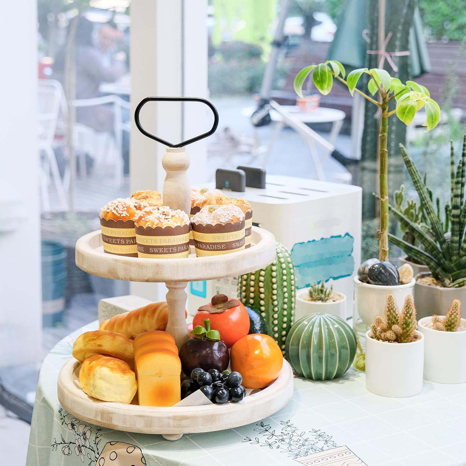 Ophelia & Co. Rustic Wooden 2 Tiered Tray, Round Farmhouse Kitchen ...