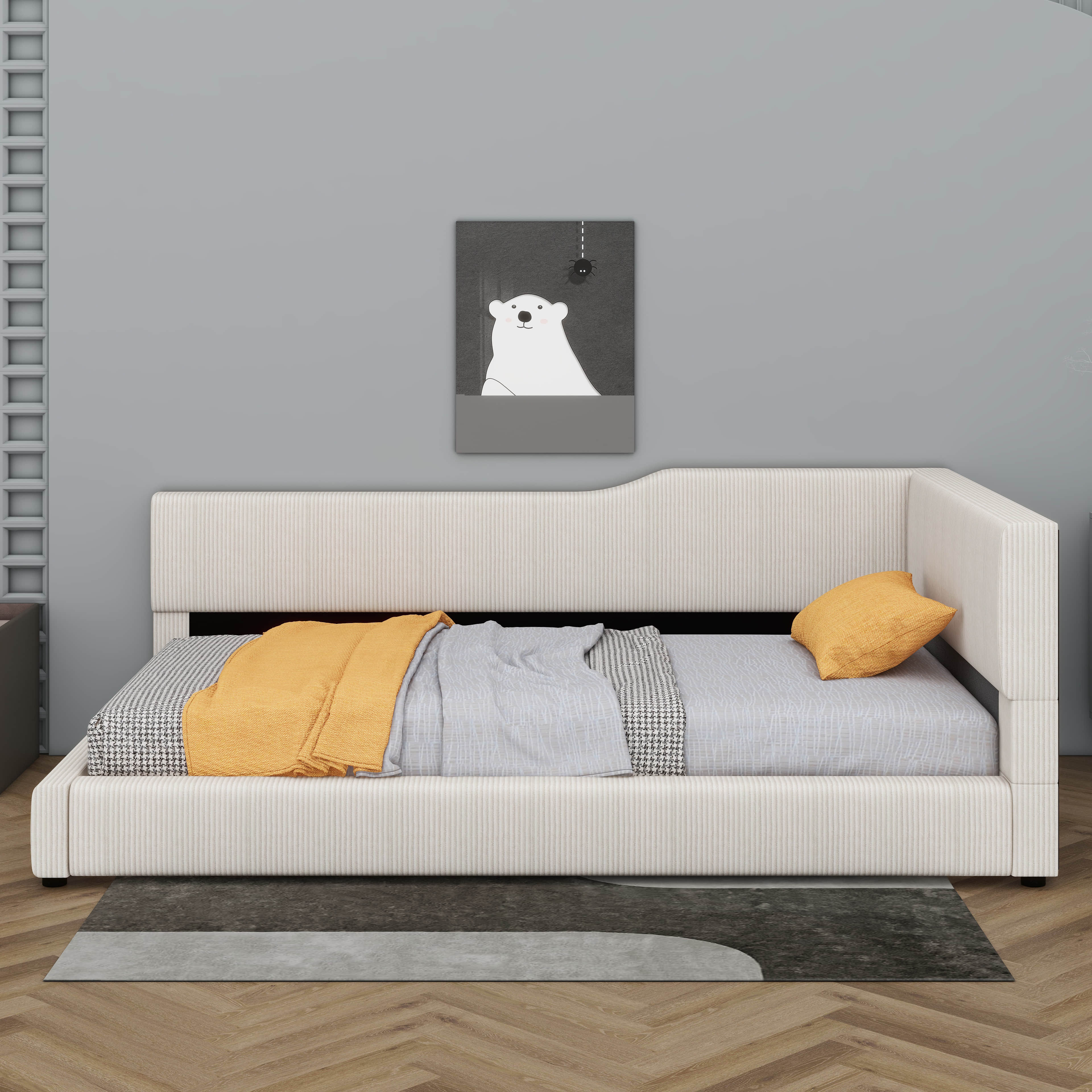 Latitude Run® Modern L-Shaped Upholstered Daybed Frame, Featuring A ...