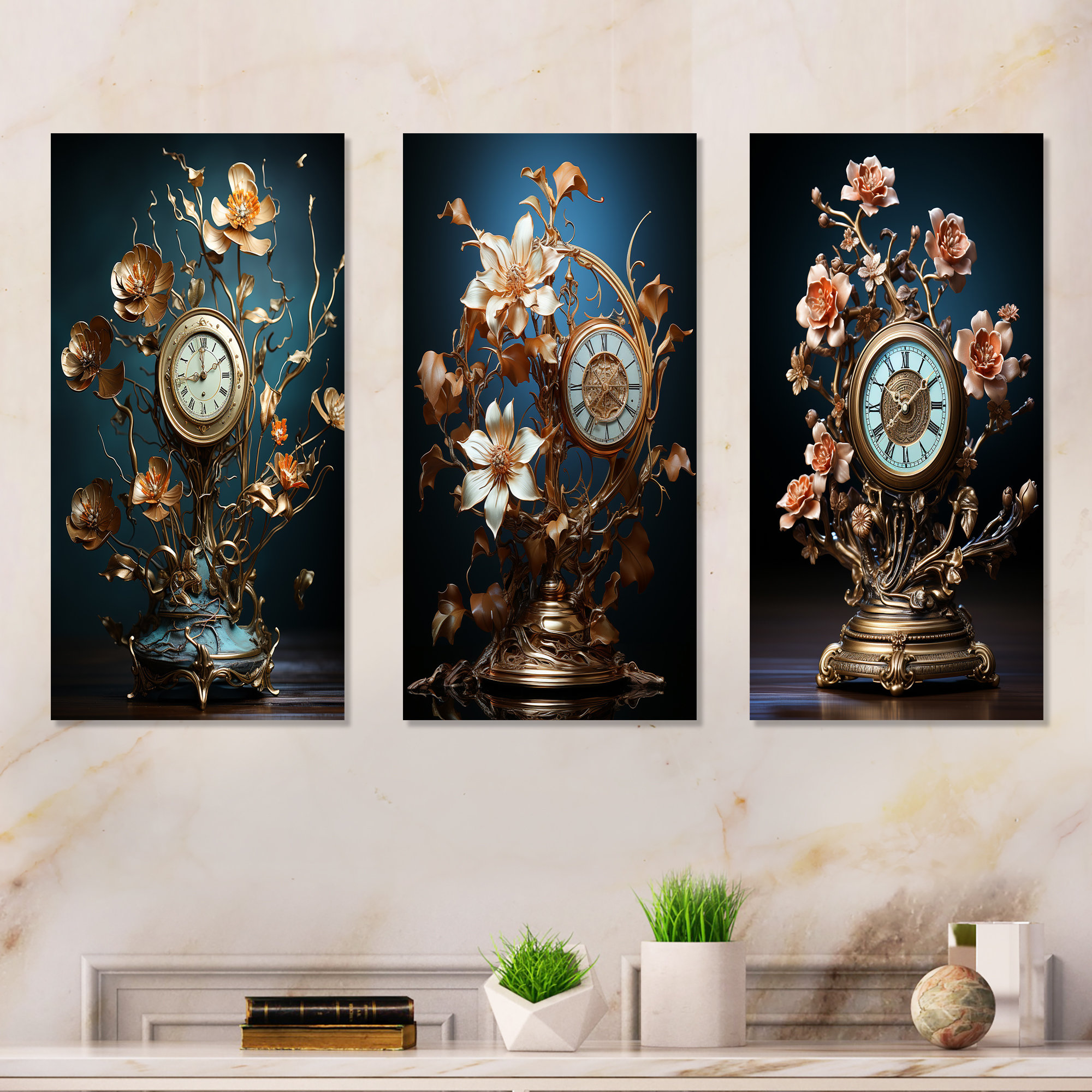 Lark Manor™ Fantastic Clockwork Garden - Surrealism Wall Art Living ...