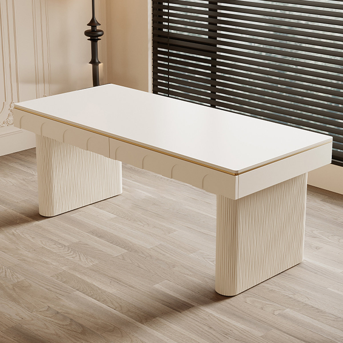 Orren Ellis 55.12" White Rectangle Stone Desks - Wayfair Canada