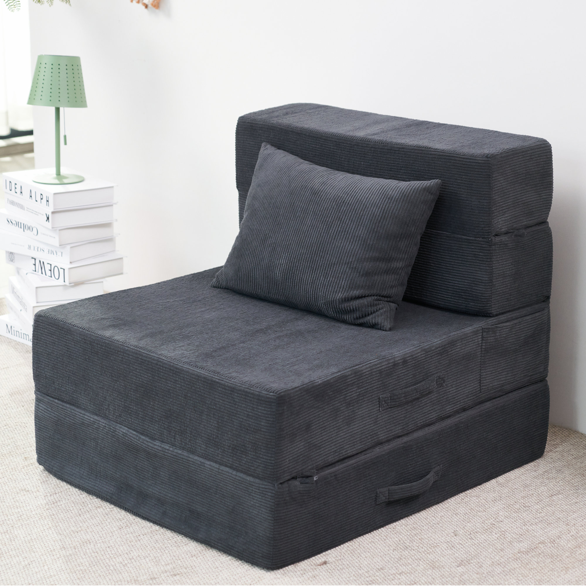 Wrought Studio Convertible Folding Chair Bed, Foldable Futon Couch ...