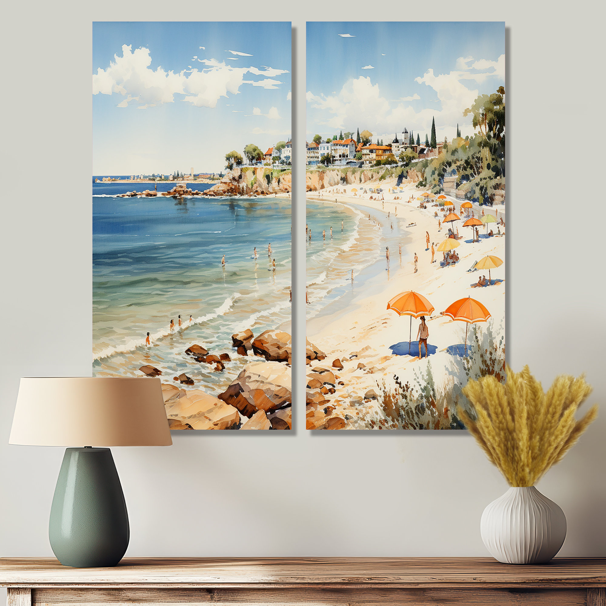 Dovecove Vintage Beach Day Tranquilty III - Blue Coastal Art Prints On ...