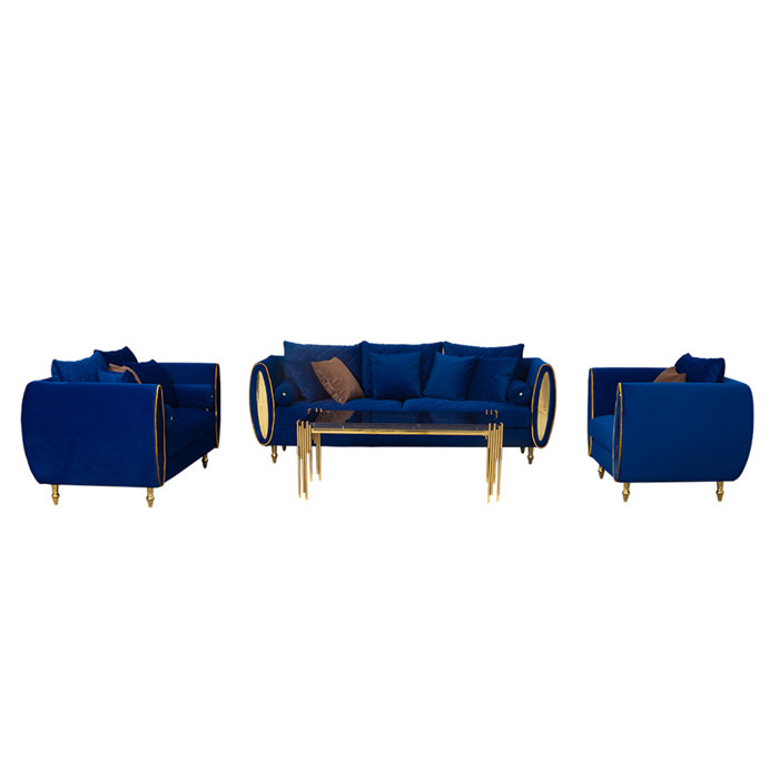 InfinityFurnitureImport Infinity Furniture Blue Velvet Upholstered 3 ...