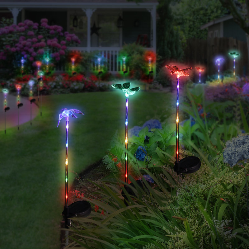 Exhart 3 Piece Solar Acrylic Butterfly, Hummingbird and Dragonfly ...