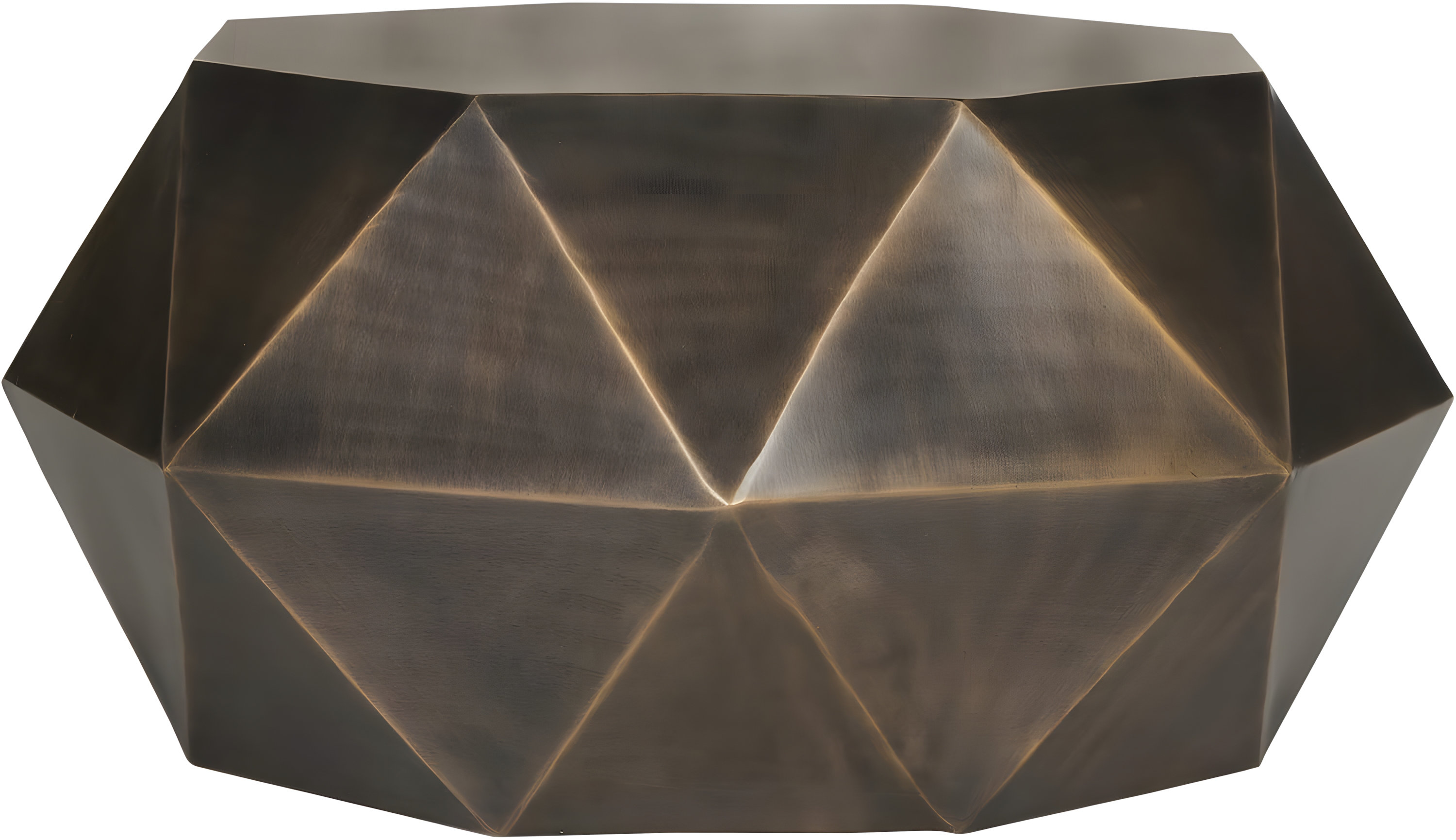 Benzara Astrid Geometric Copper-Finished Iron Coffee Table With Faceted ...