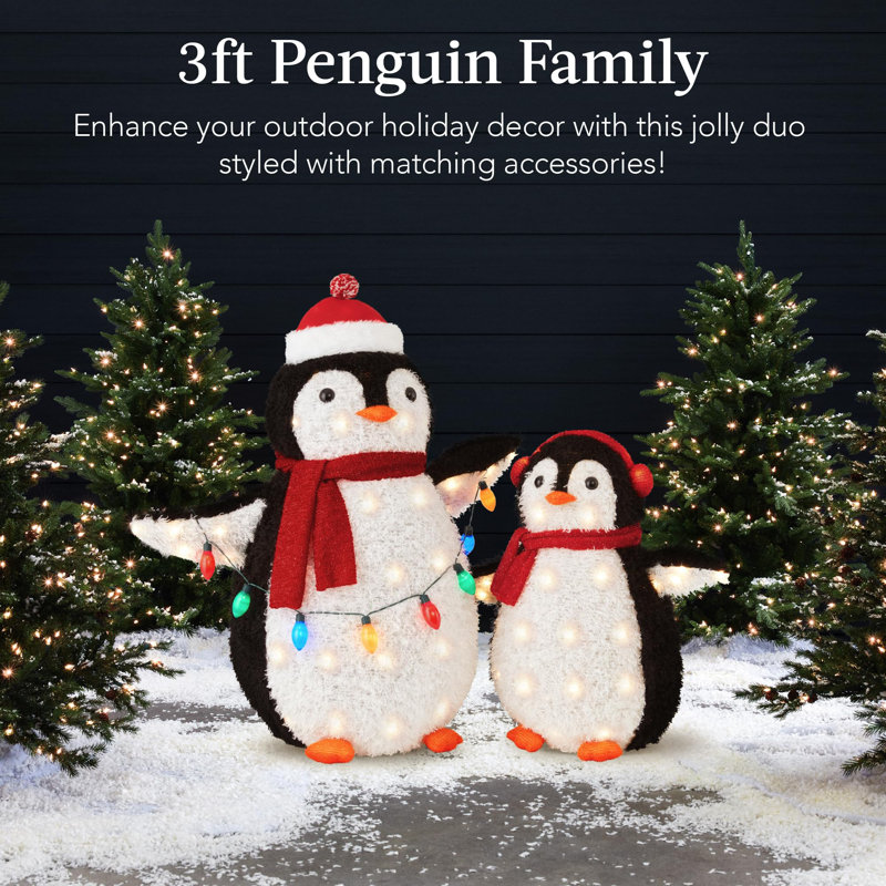 The Holiday Aisle® 2-Piece Lighted Penguin Family Outdoor Christmas ...