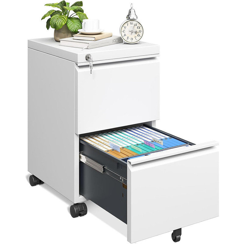 Inbox Zero File Cabinet for Home Office, 2 Drawer Rolling File Cabinets ...