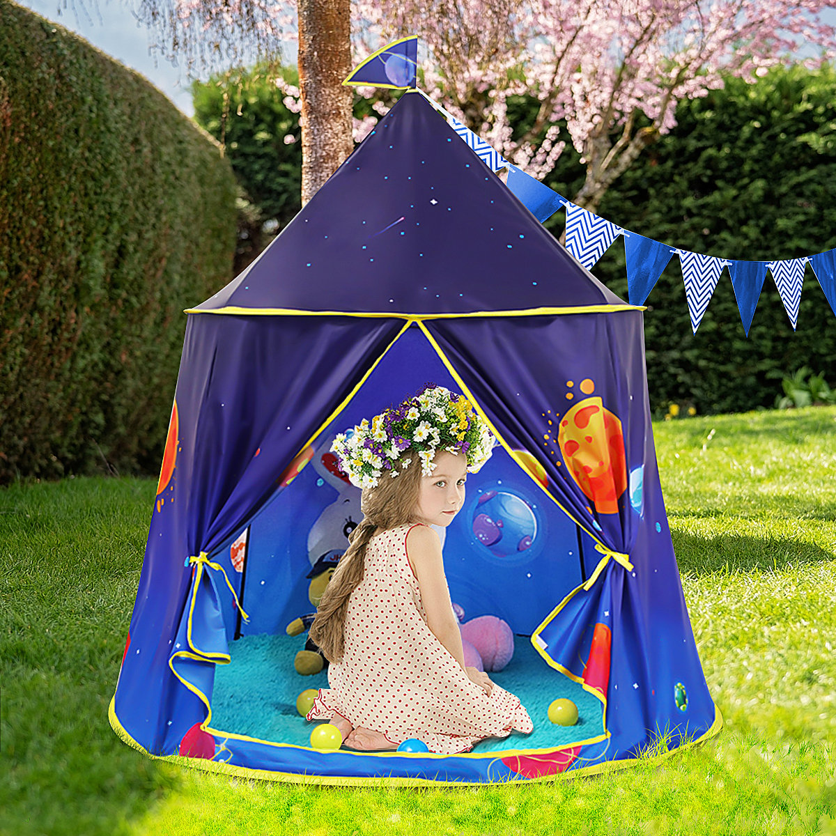 WOODYHOME 3.8' x 3.8' Indoor Polyester Play Tent | Wayfair