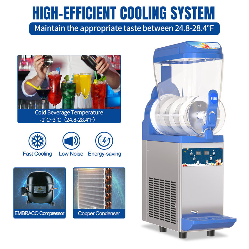 XPW Countertop Snow Cone Machine 500W 15L Tanks Commercial Slushy Maker ...