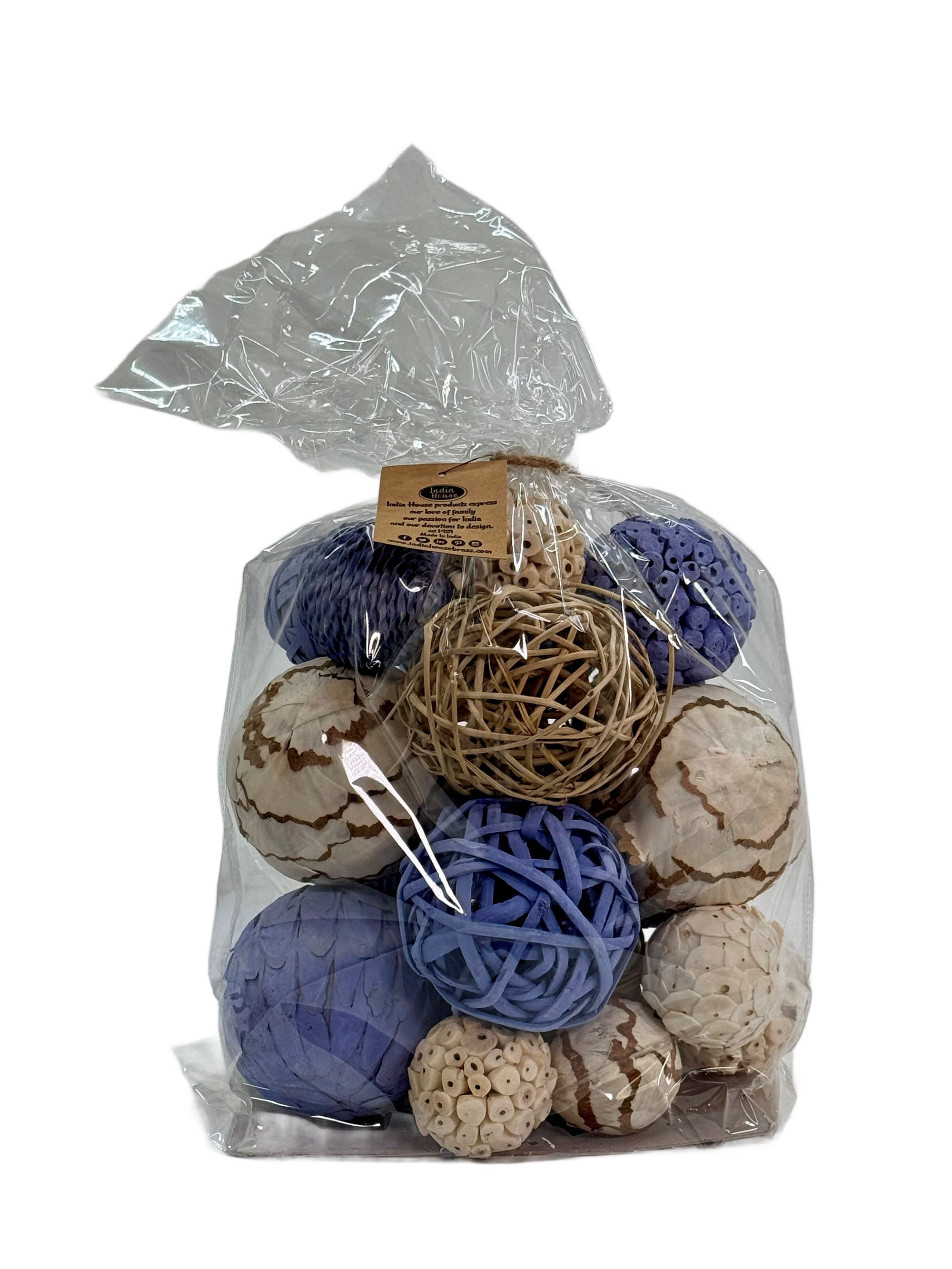 Millwood Pines Mixed Texture Orbs Bag Large 18Pc Periwinkle Natural ...