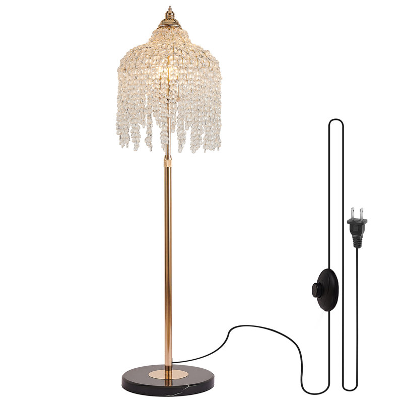 Mercer41 Furnary 63" Crystal Floor Lamp With Waterfall Or Cascading ...