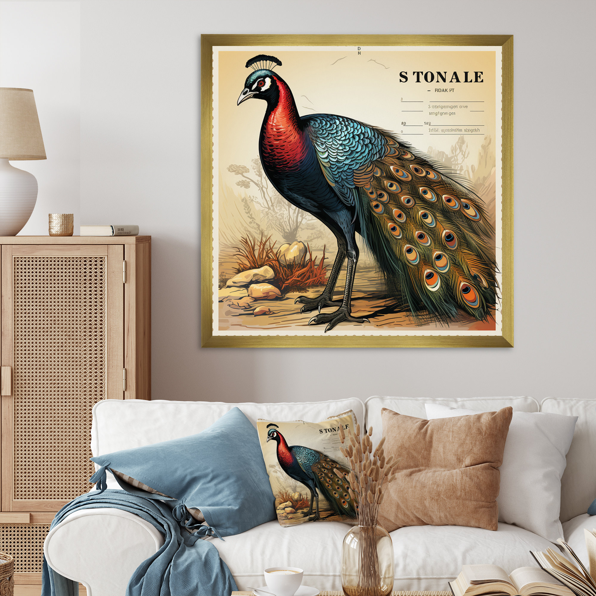 Bungalow Rose Stamp Illustration Of Glorious Peacock I - Animals ...