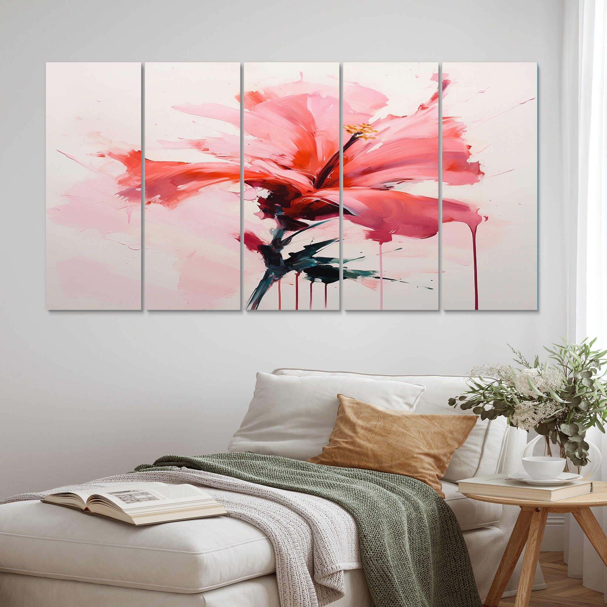 Lark Manor™ Coral Elegance Single Pink Rose Blossoming - Flowers Wall ...