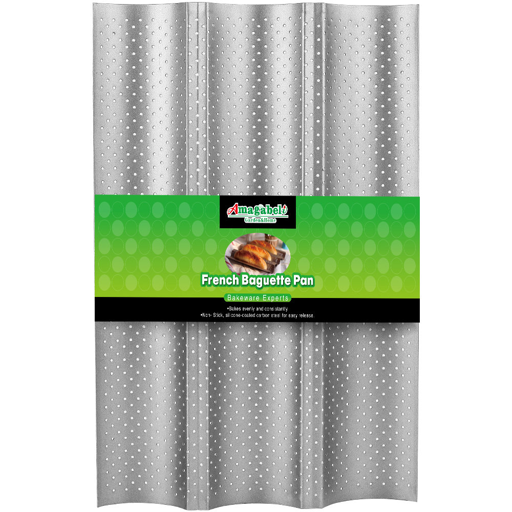 Amagabeli French Baguette Pans for Baking 15”x9.6” Nonstick Carbon ...